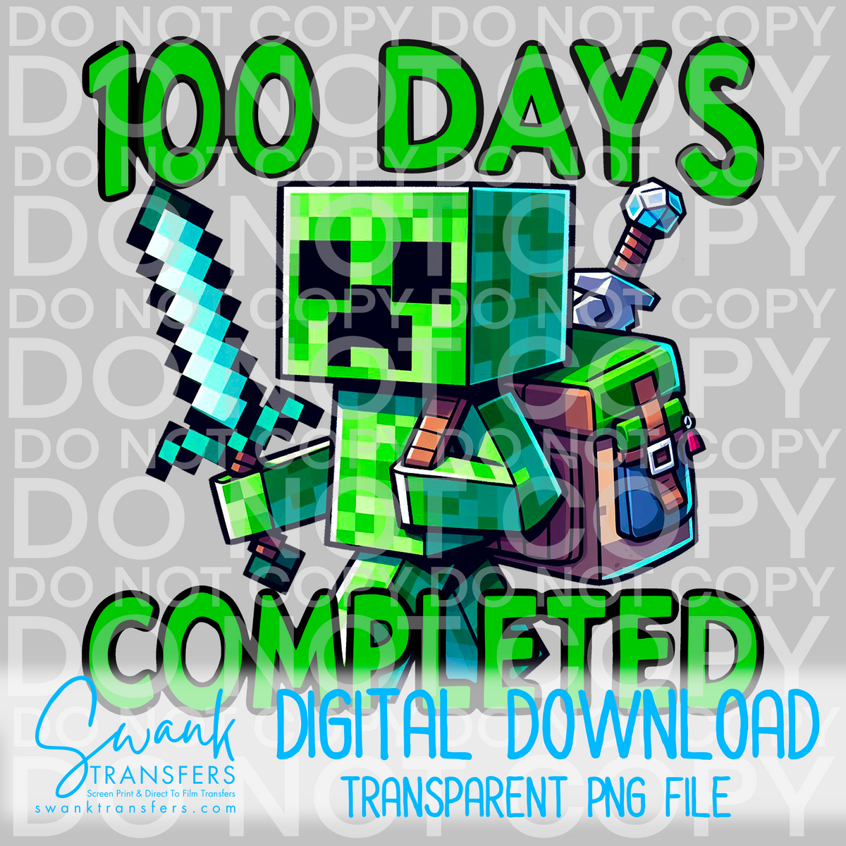 100 Days Completed Gamer - PNG FILE DIGITAL DOWNLOAD – Swank Transfers