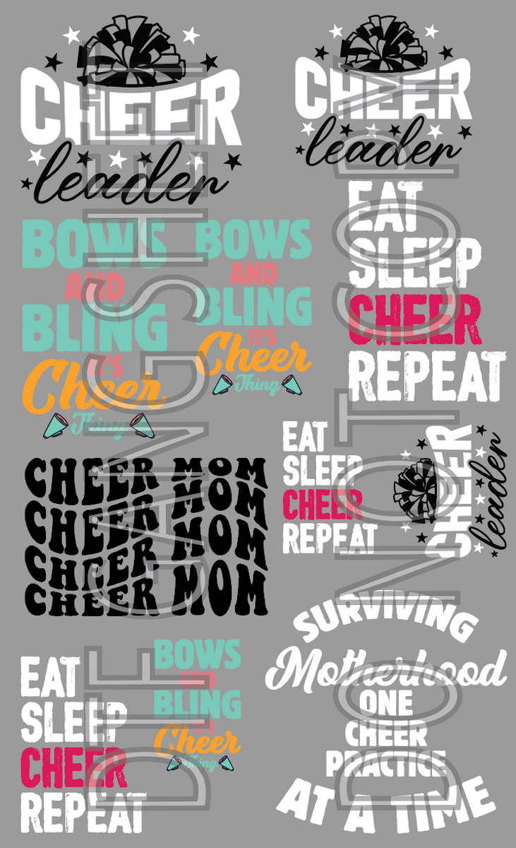 Cheer Pre-Made DTF (Direct To Film) Gang Sheet – Swank Transfers