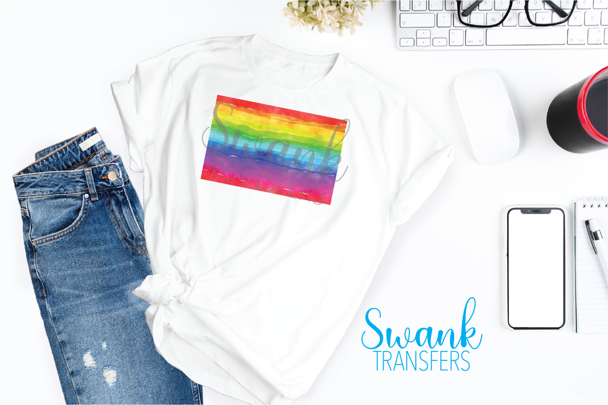 Rainbow Watercolor Sheet Print DTF (Direct To Film) Transfer – Swank ...